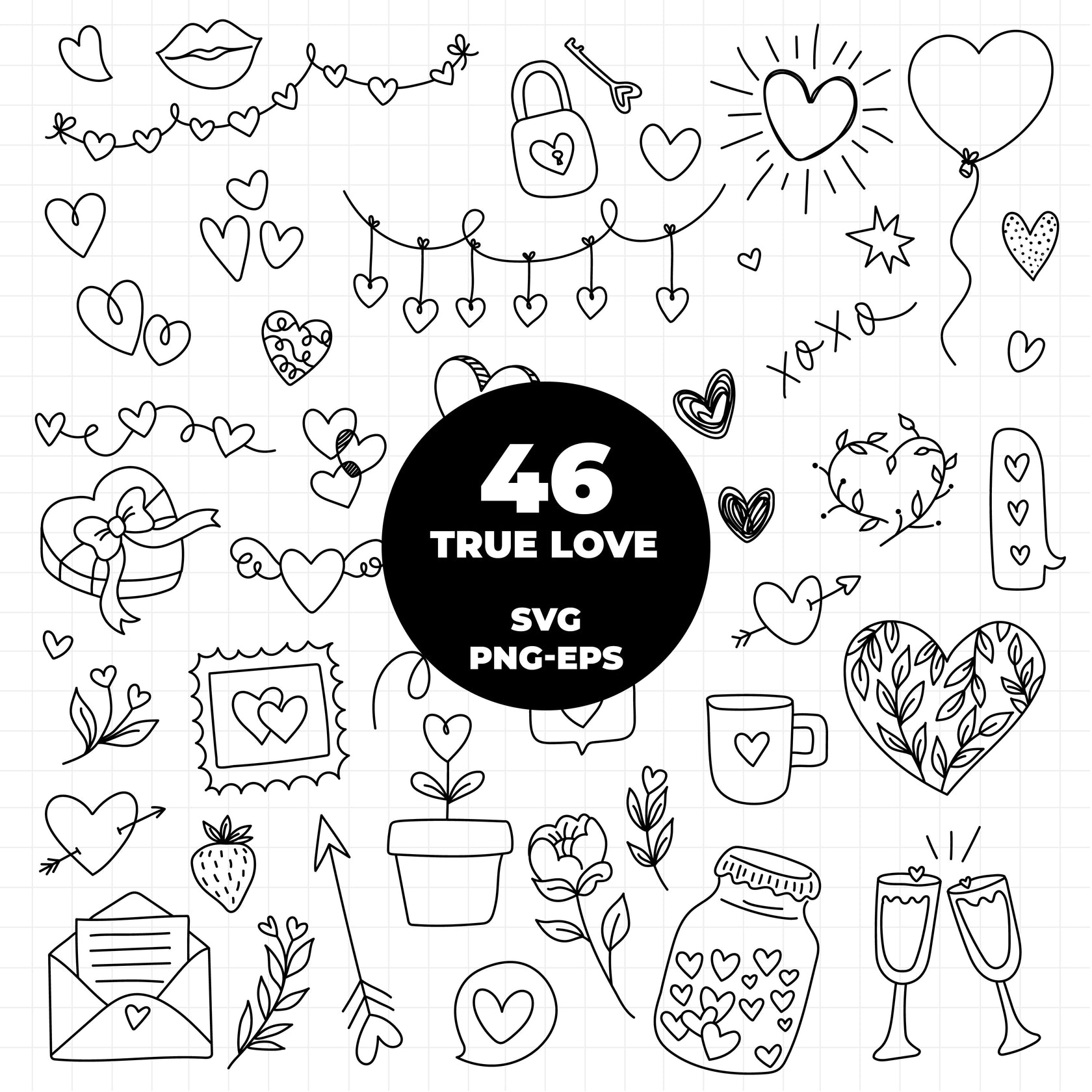 COD1012- Doodle Heart svg, Self Love Svg, Heart svg, Hand-drawn svg, T ...