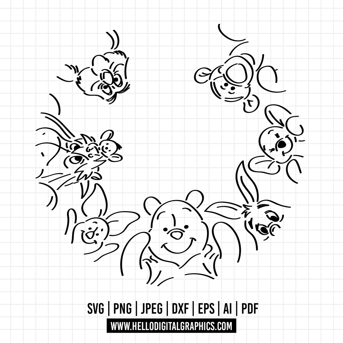 COD1067 Winnie the pooh svg, pooh and Igor svg, pooh sketch svg, frien ...