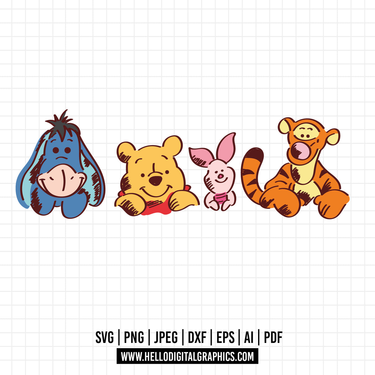 COD1127 Winnie the pooh svg, Igor svg, pooh sketch svg, friends svg, h ...