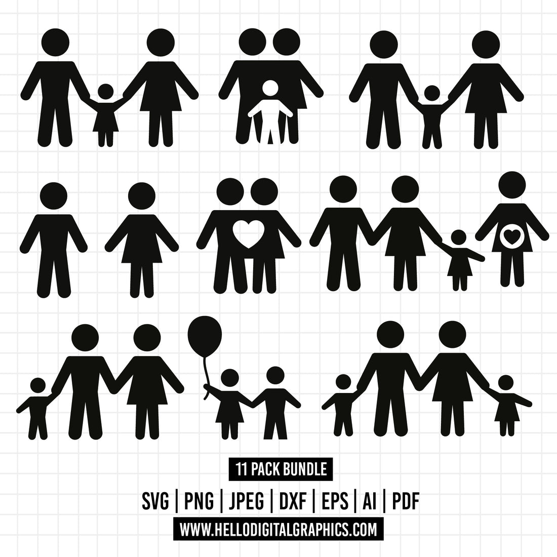 1265 - Family icons Svg, Happy Family Svg, Parents svg, Stick figures ...
