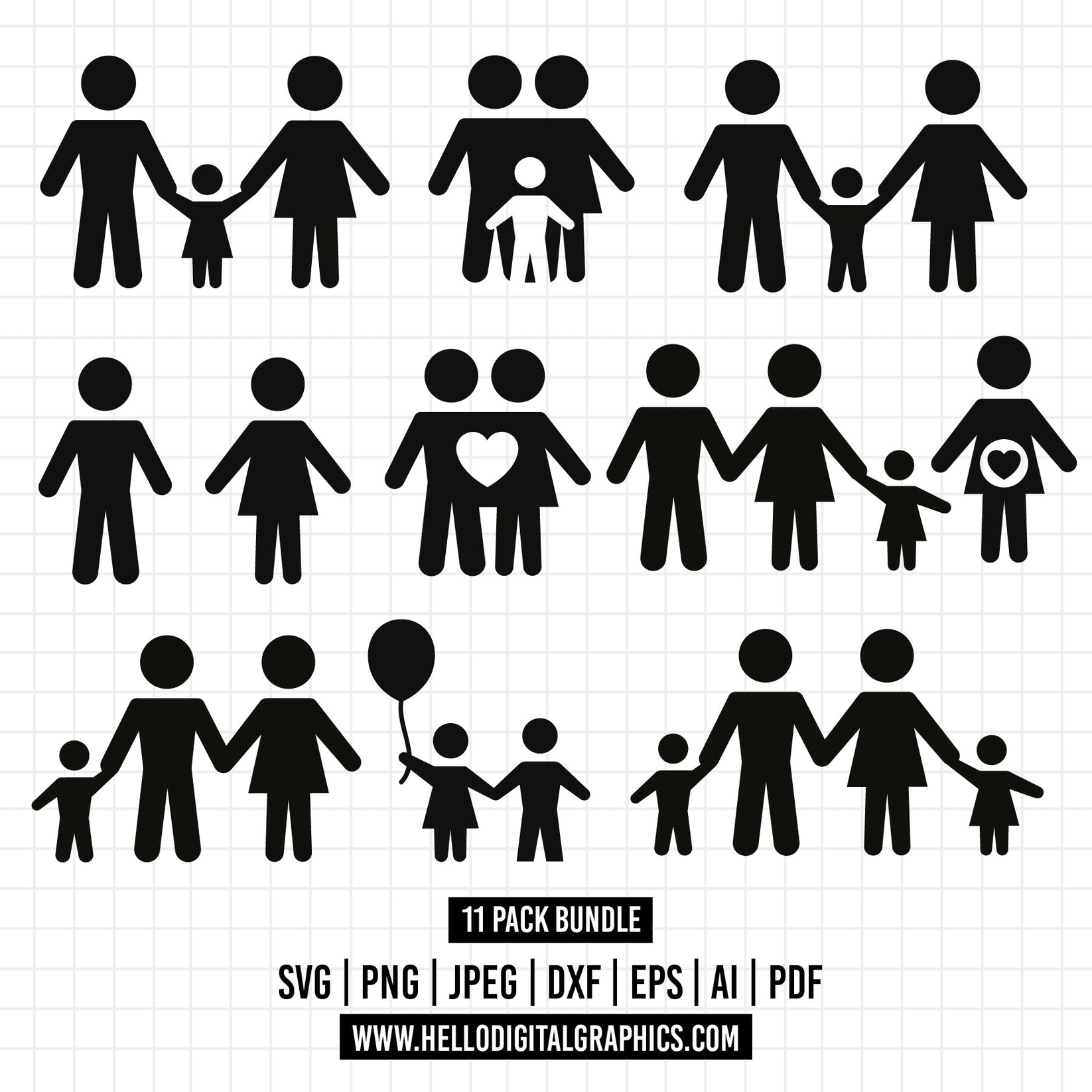 1265 - Family icons Svg, Happy Family Svg, Parents svg, Stick figures ...