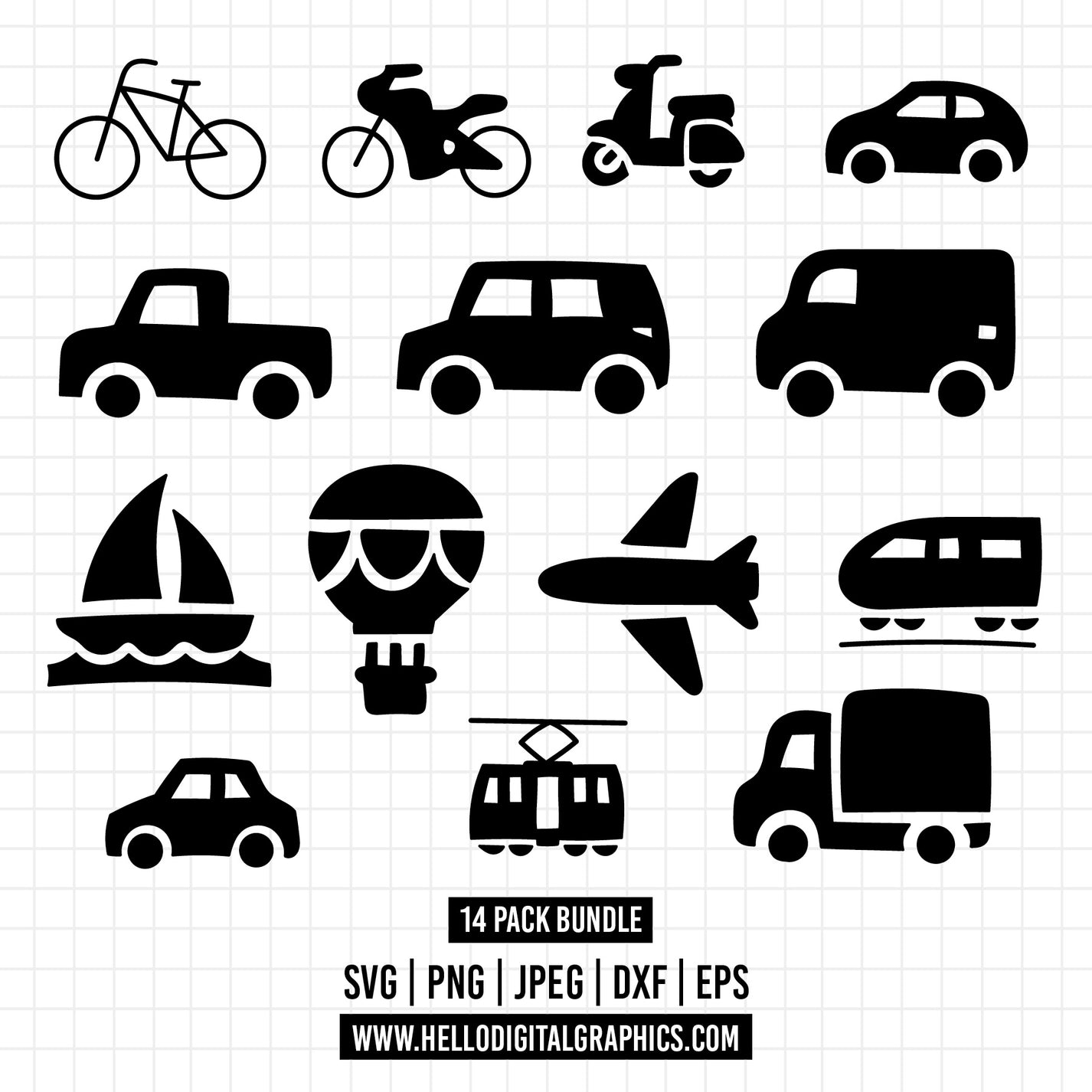 COD1280- Vehicles Svg Bundle, Transportation Svg, Airplane Svg, Vehicl ...
