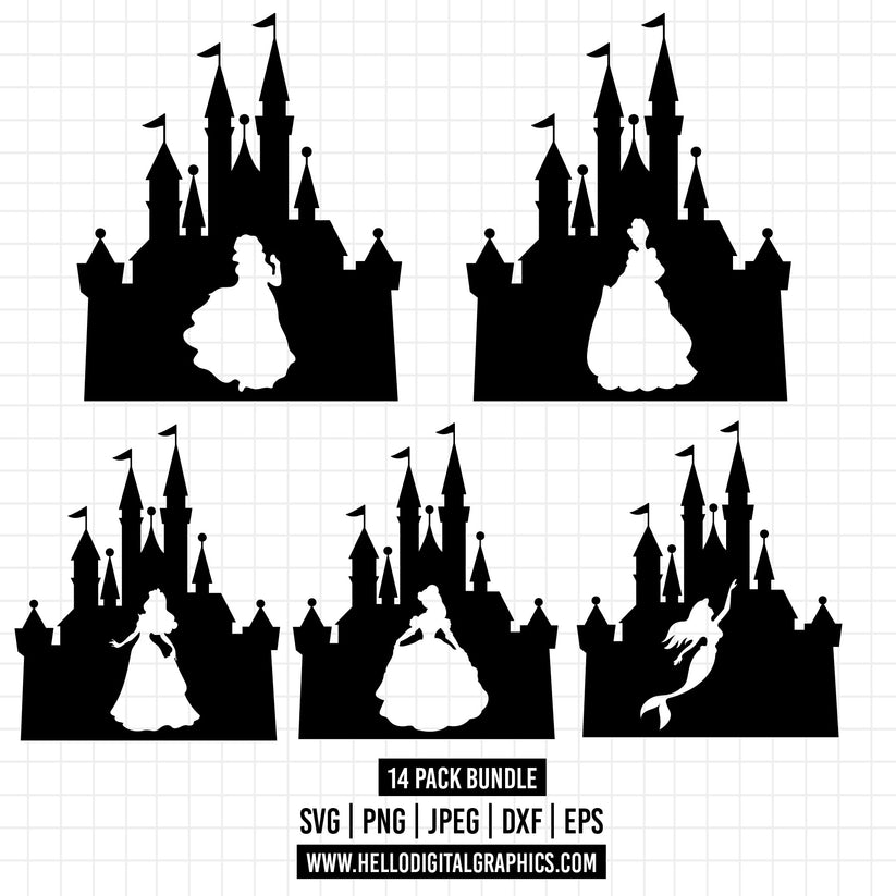 COD1346- Castle svg, disney castle svg, disney svg, tinker bell svg, c ...