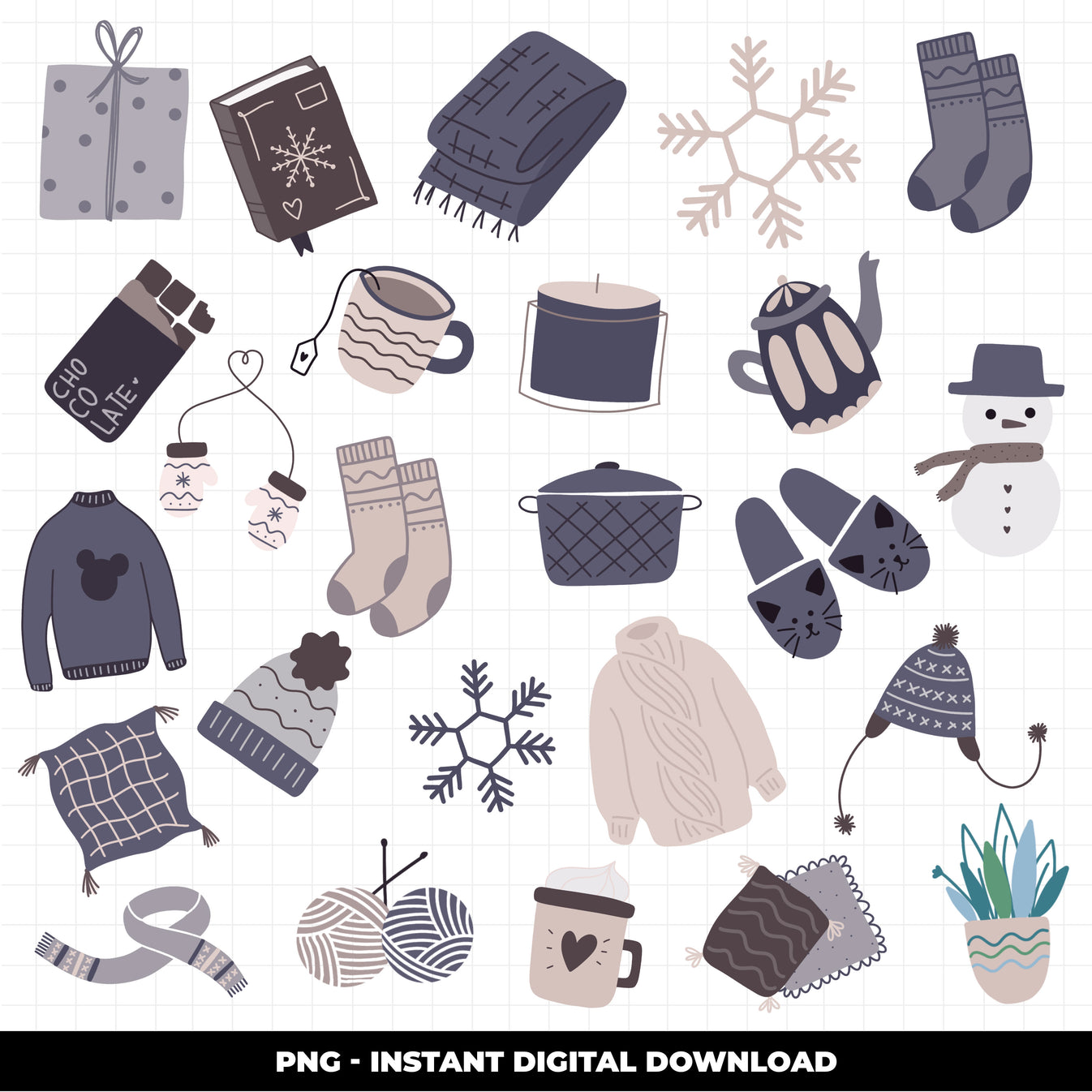 COD1374- Winter elements clipart, winter snowflake png, Merry Christma ...