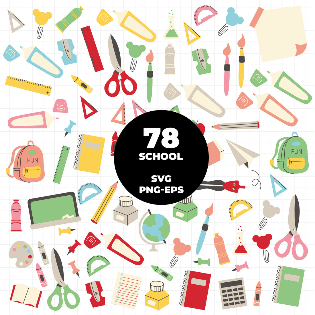 COD1390 - School elements svg, school clipart, Bullet journal svg, buj ...