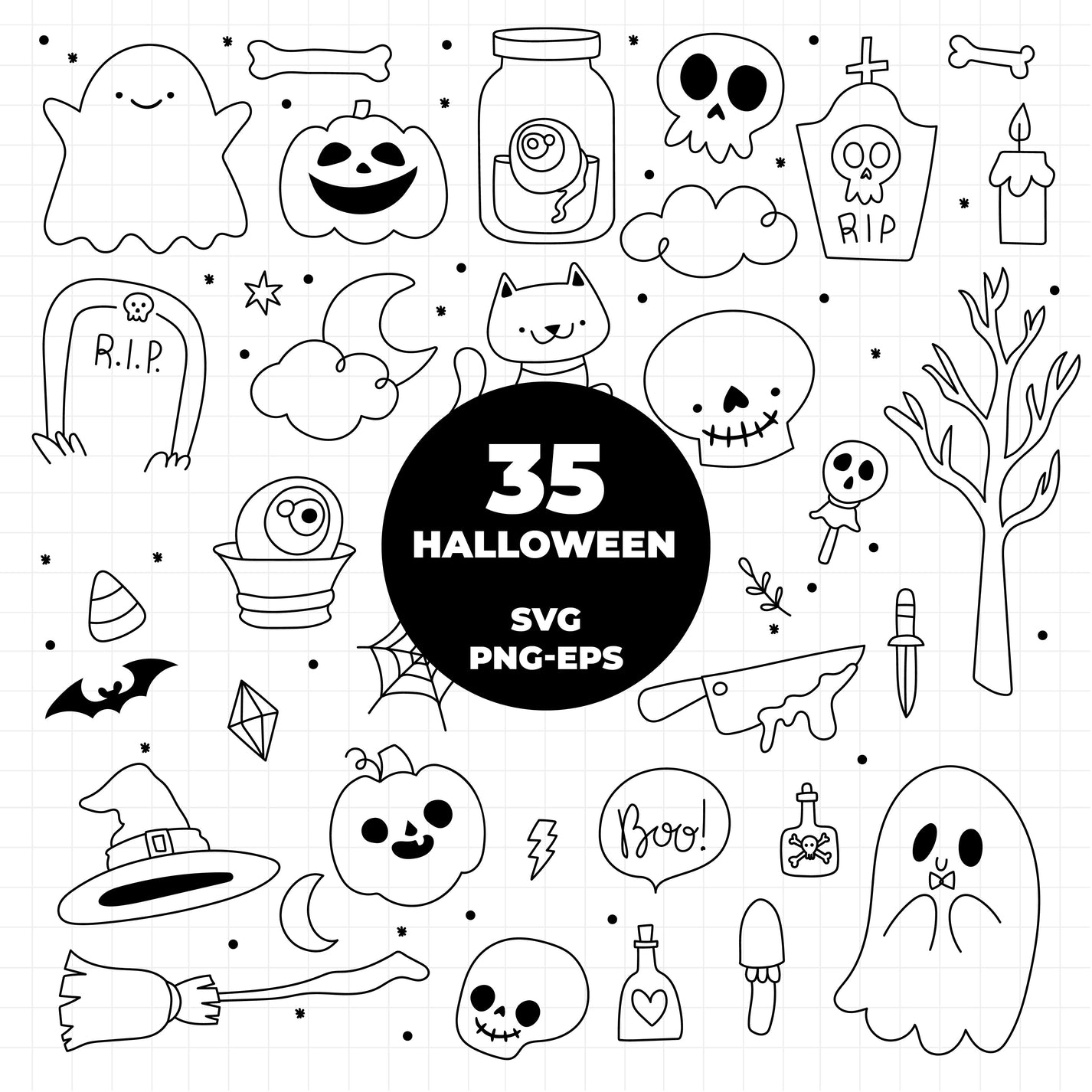 COD1402 - Halloween Doodles clipart #4/Pumpkin Clipart /halloween Clip ...