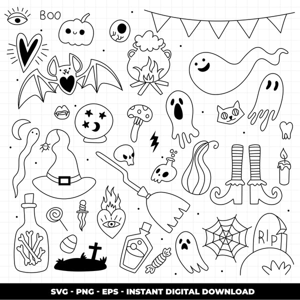 COD1404 - Halloween Doodles clipart #4/Pumpkin Clipart /halloween Clip ...