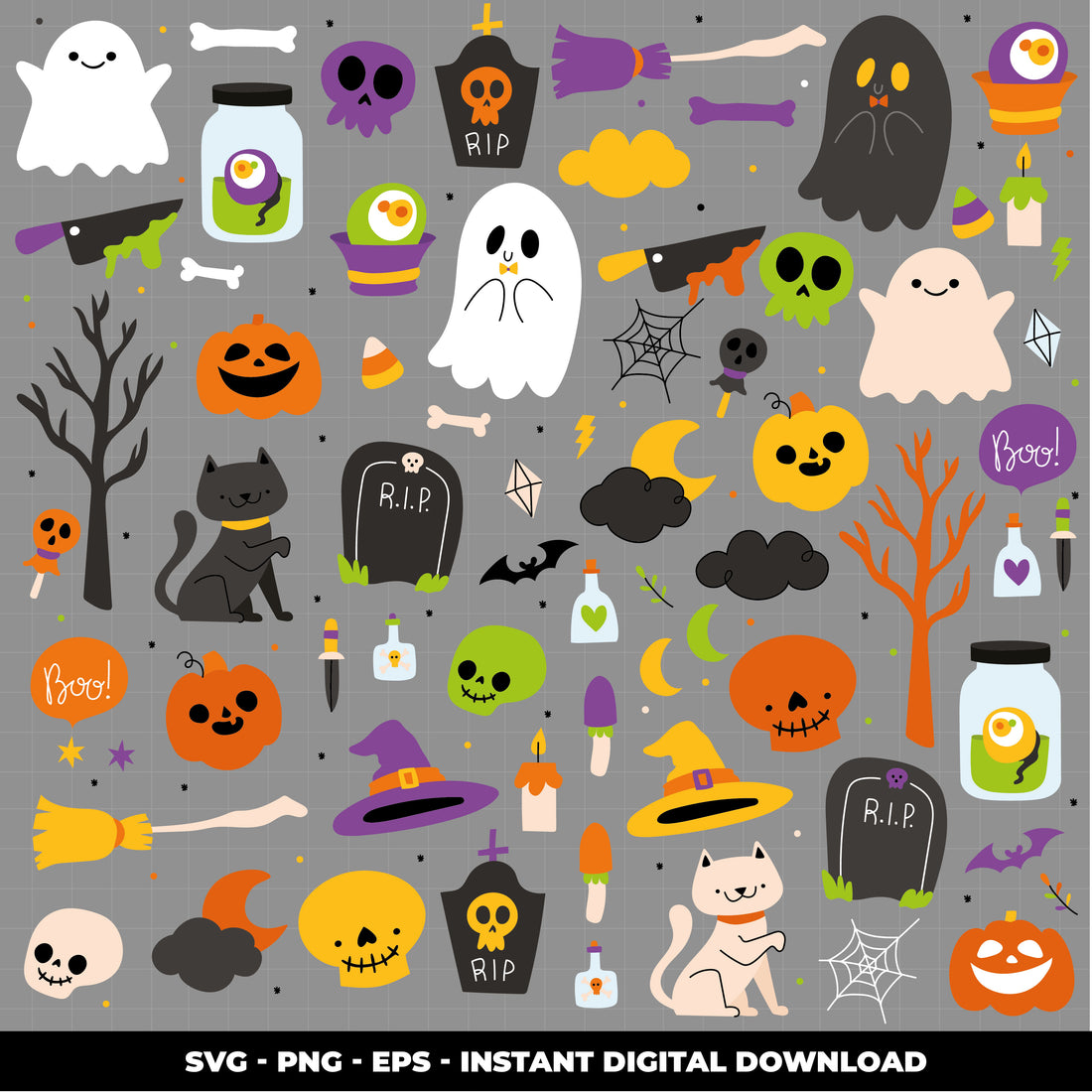 COD1439 - Halloween Doodles clipart/Pumpkin Clipart /halloween Clipart ...