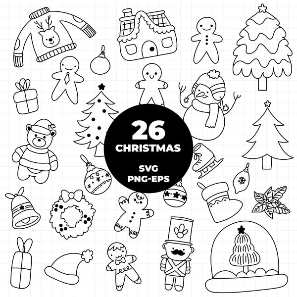 COD1477 - Christmas doodle Clipart (EPS and PNG Format). Christmas doo ...