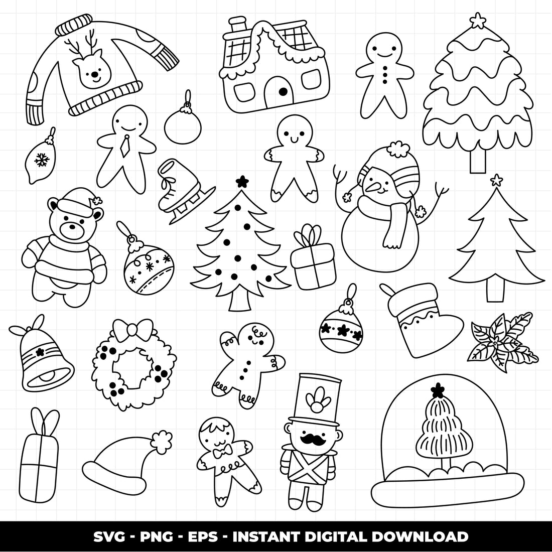 COD1477 - Christmas doodle Clipart (EPS and PNG Format). Christmas doo ...