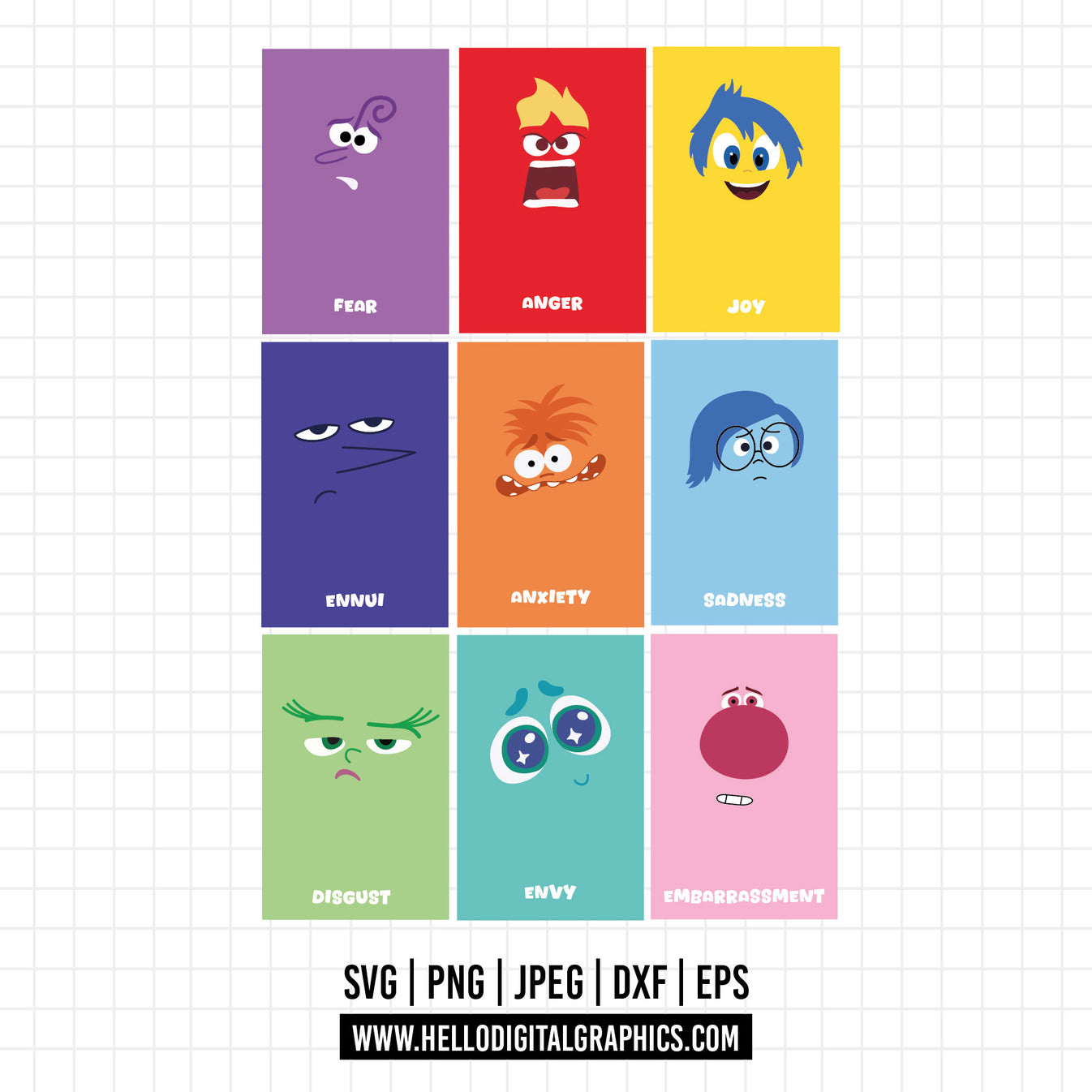 COD1483 -Inside Out 2 Art Print, Wall Print, Printable, line art Rainb ...