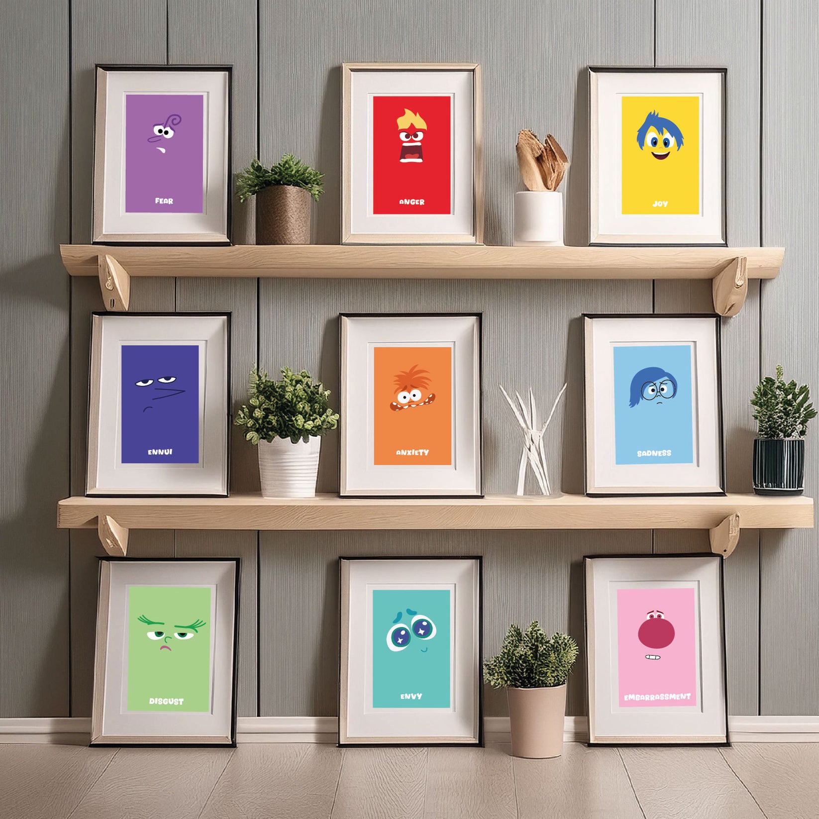 COD1483 -Inside Out 2 Art Print, Wall Print, Printable, line art Rainb ...