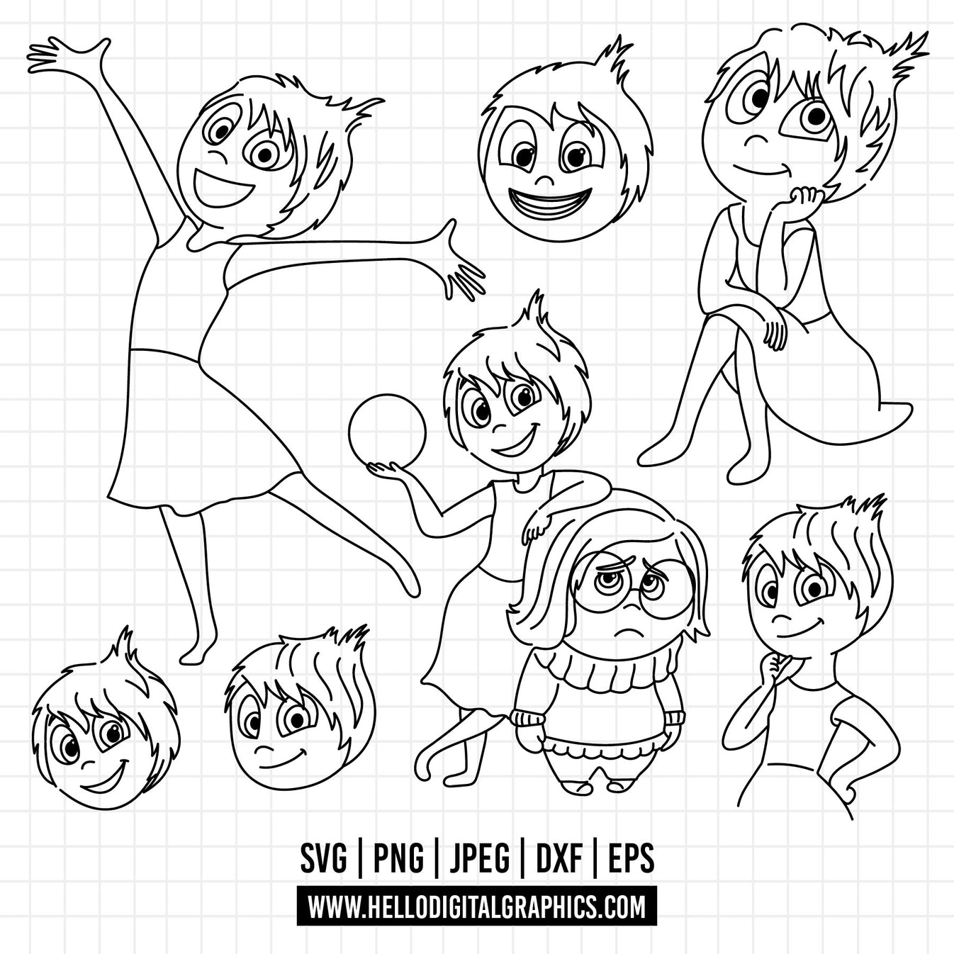 COD1485 - Joy SVG, EPS, PNG - Inside Out 2 new Characters Clipart Vect ...