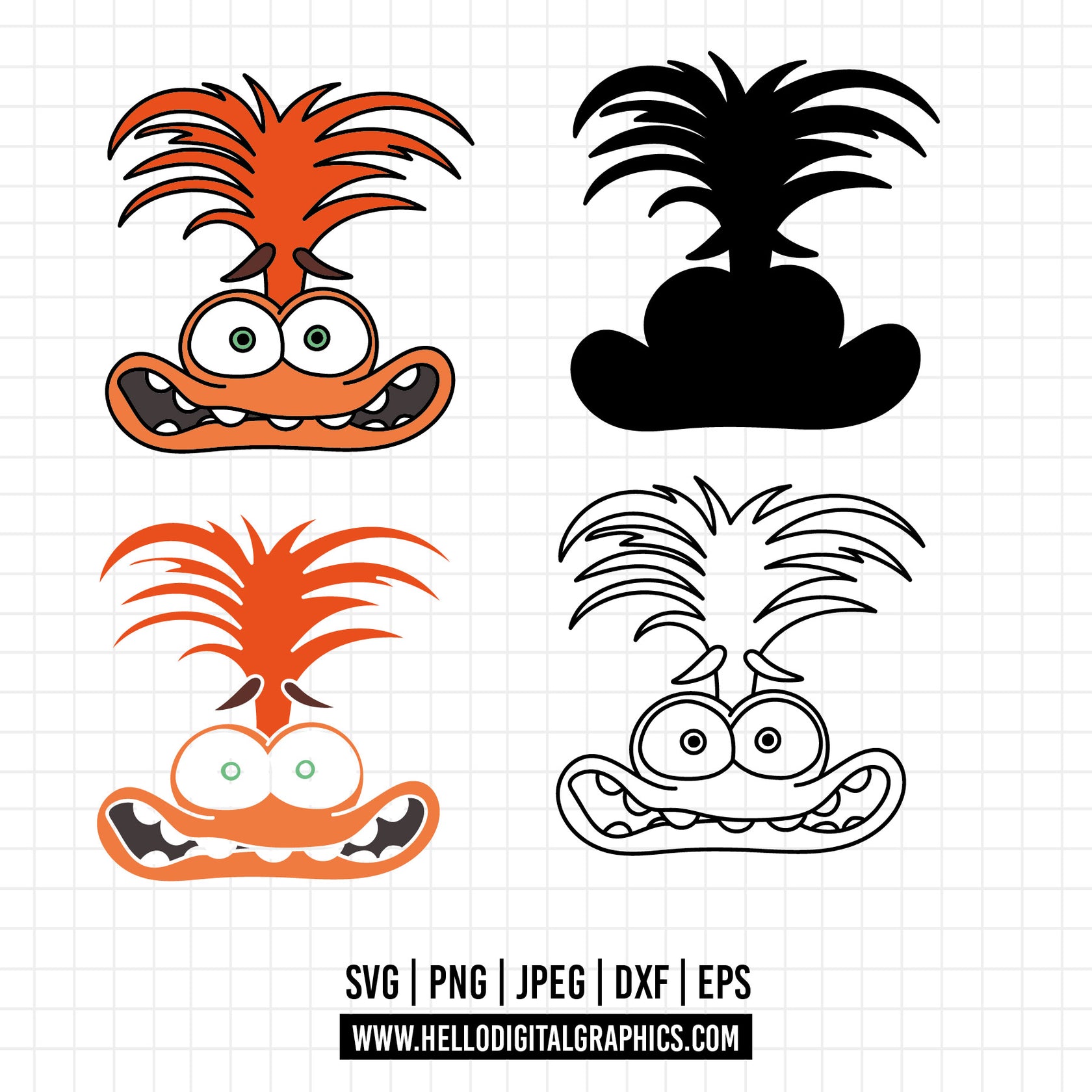 COD1501 - Anger Inside Out 2 SVG, EPS, PNG - Characters inside out ang ...