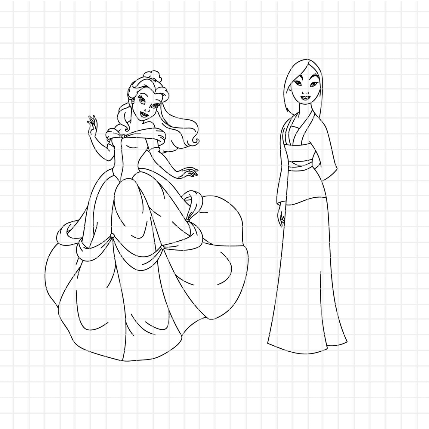 COD1655 Disney Princess outline svg bundle, 14 princess SVG, Princess ...