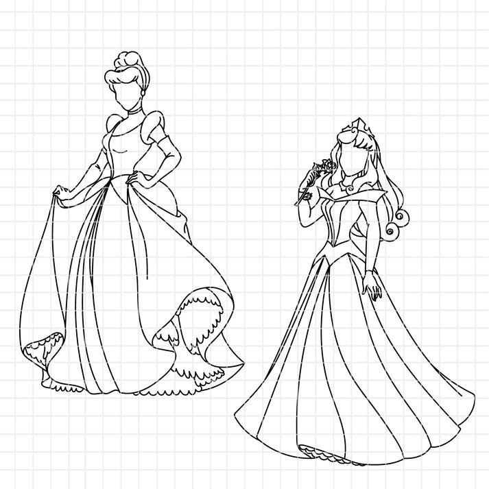 COD1656 Disney Princess outline svg bundle, 14 princess SVG, Princess ...