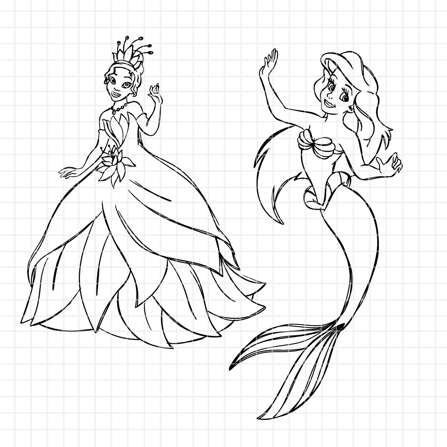 COD1673 Disney Princess outline svg bundle, 14 princess SVG, Princess ...