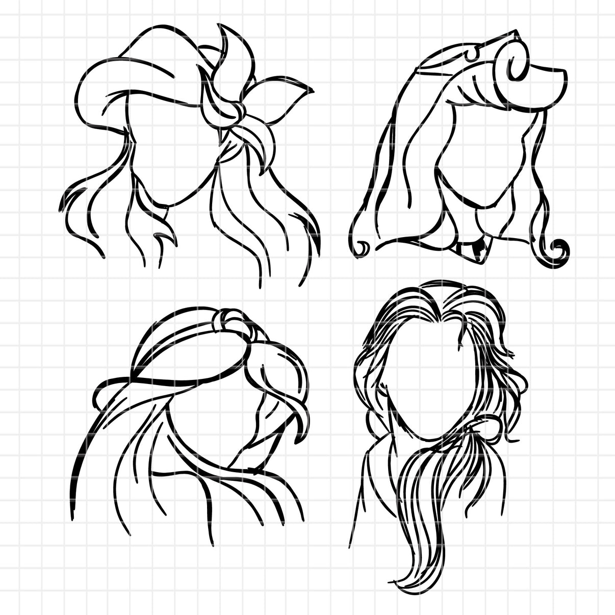 COD1675 Disney Princess outline svg bundle, 14 princess SVG, Princess ...