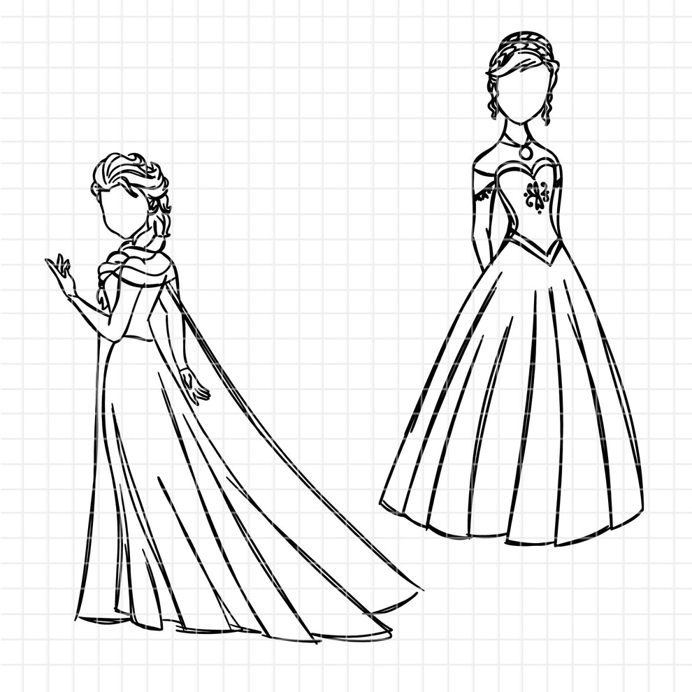 COD1702 - Disney Princess outline svg bundle, 14 princess SVG, Princes ...