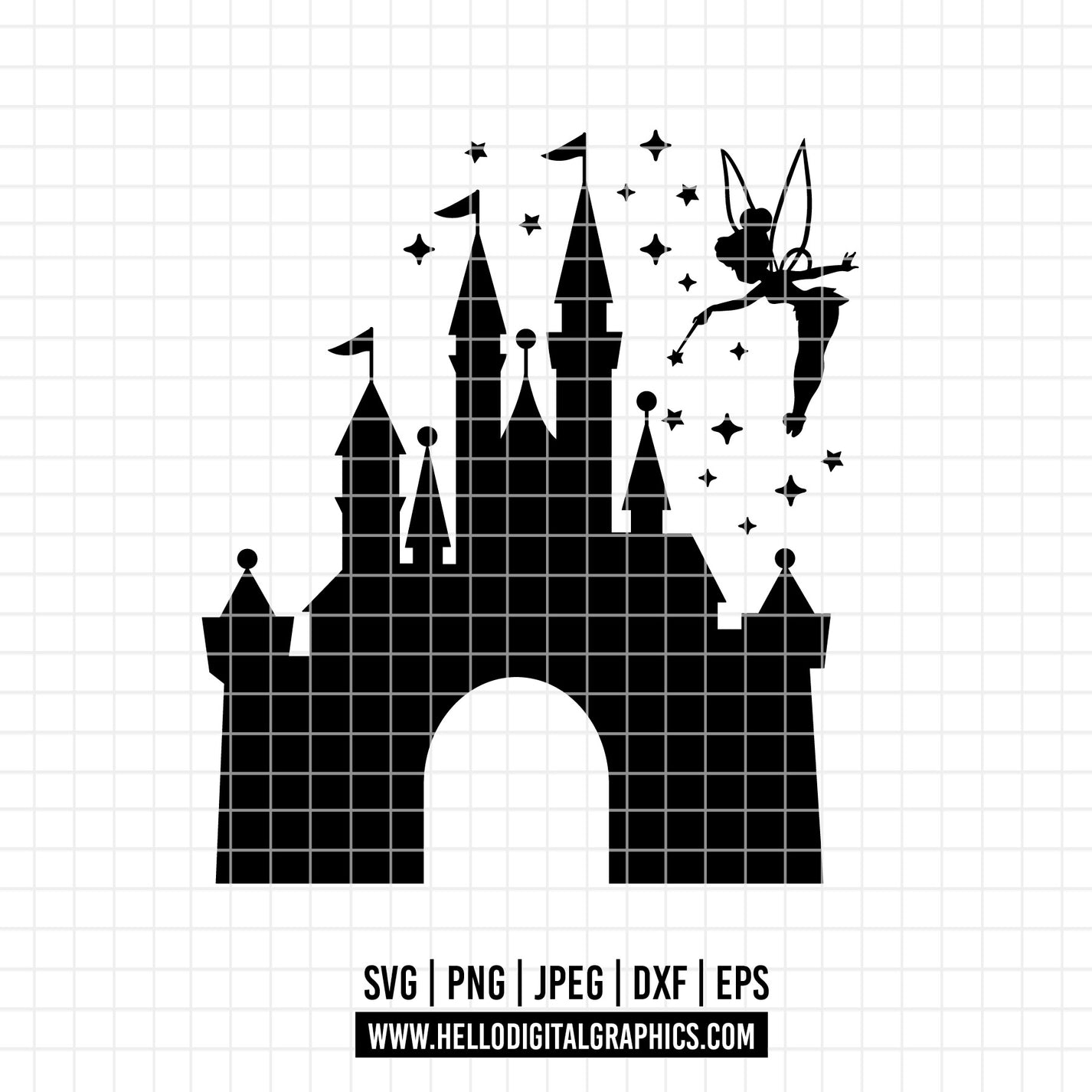 COD1716- Castle svg, disney castle svg, disney svg, tinker bell svg, c ...
