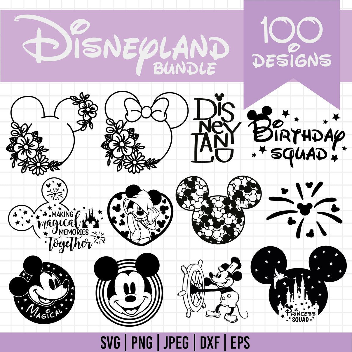 COD1843 - Disney pack Bundle SVG, EPS, PNG - Disneey icons pack bundle ...