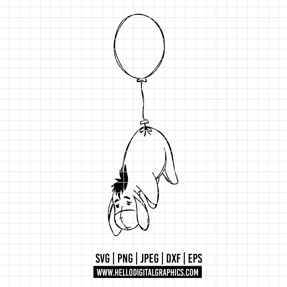 COD1870 - Winnie the pooh svg, Igor svg, Winnie The Pooh With Balloon ...