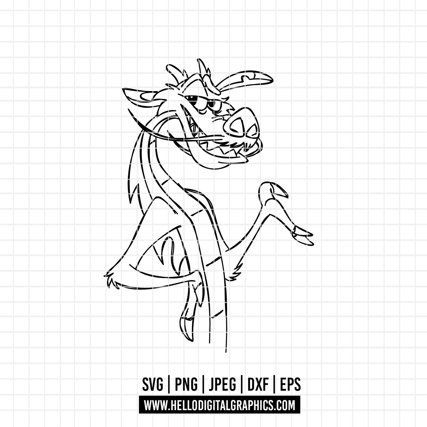 COD1875- Mushu svg, Mulan svg, Disney svg, Disney princess svg, outlin ...