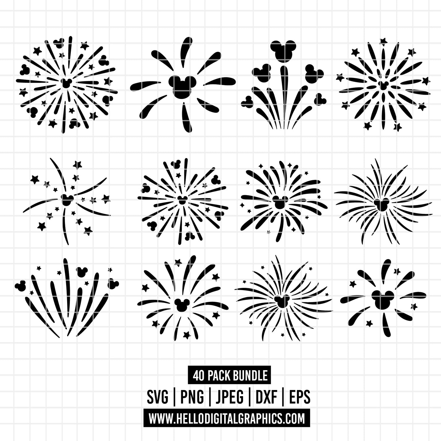 1955 - Mickey Head Fireworks SVG, fireworks SVG and PNG Download for c ...