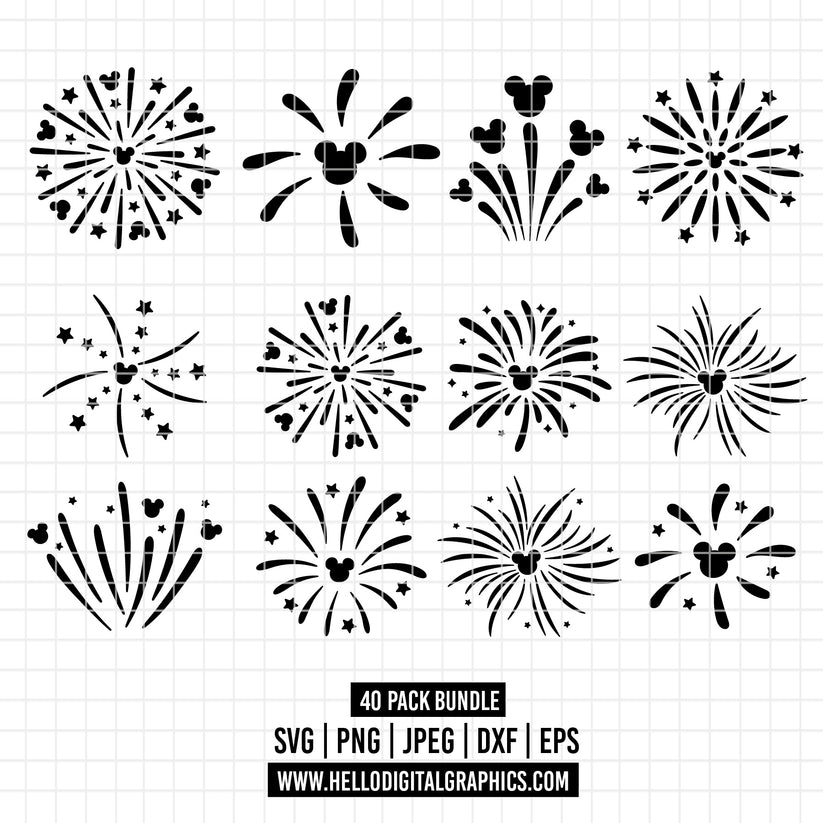 1955 - Mickey Head Fireworks SVG, fireworks SVG and PNG Download for c ...
