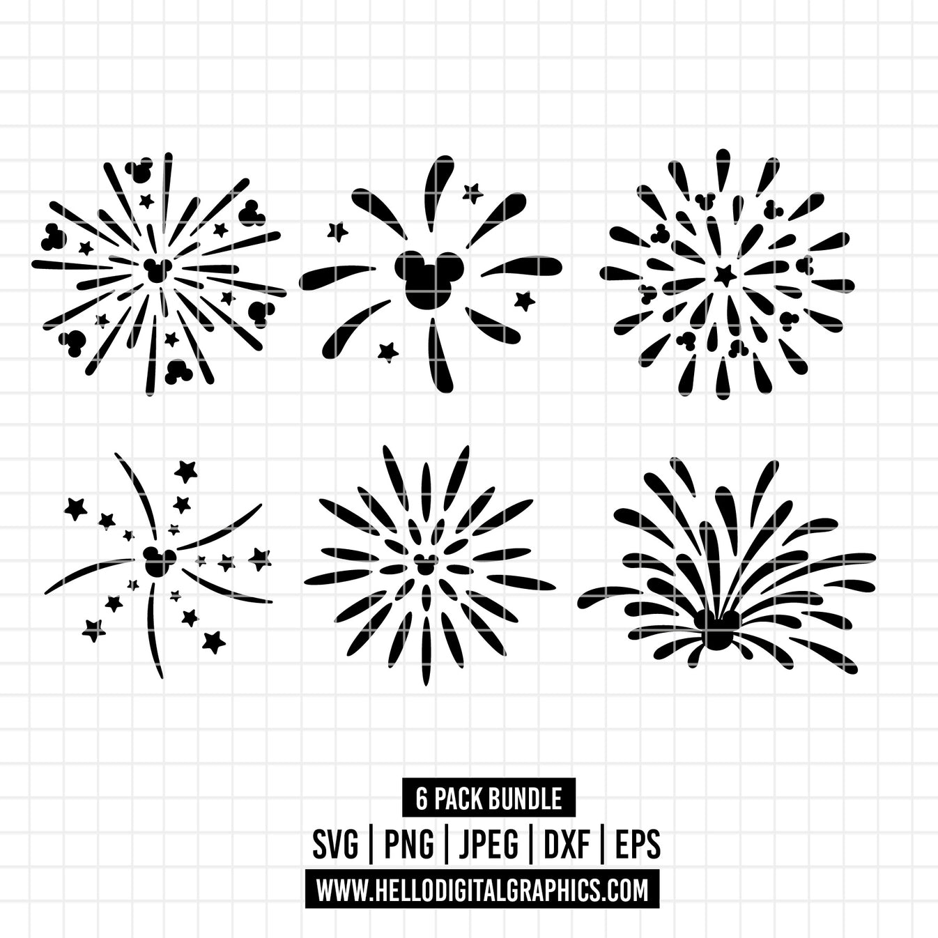 1957 - Mickey Head Fireworks SVG, fireworks SVG and PNG Download for c ...