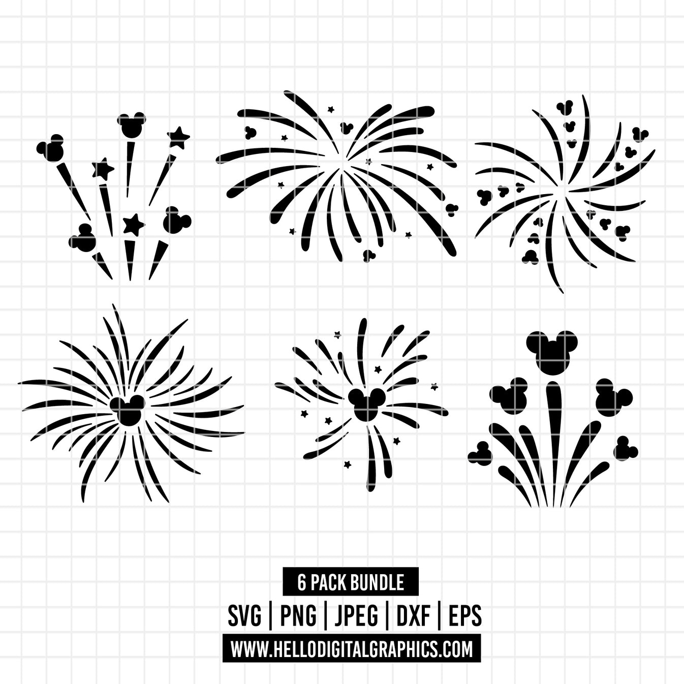 1960 - Mickey Head Fireworks SVG, fireworks SVG and PNG Download for c ...