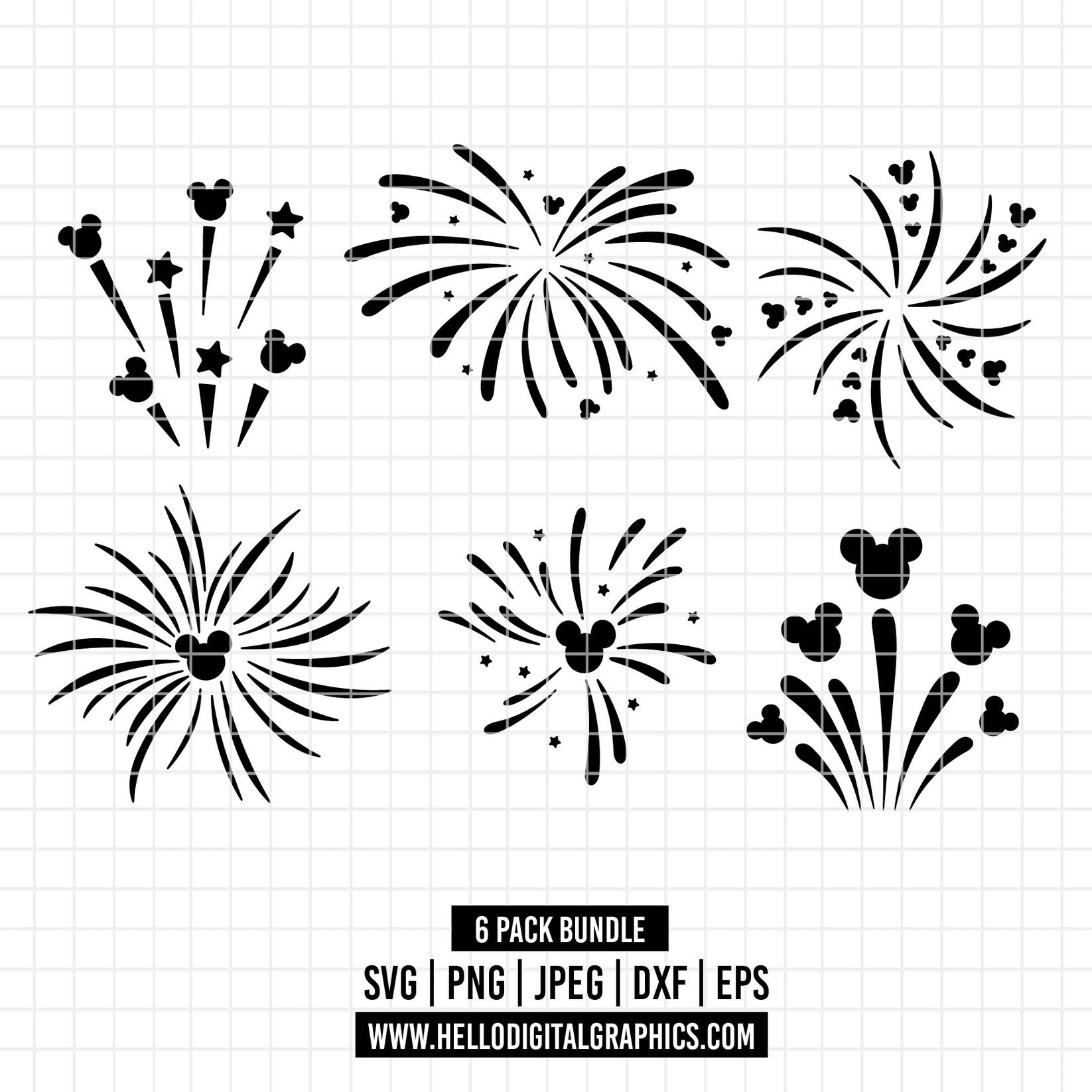 1960 - Mickey Head Fireworks SVG, fireworks SVG and PNG Download for c ...