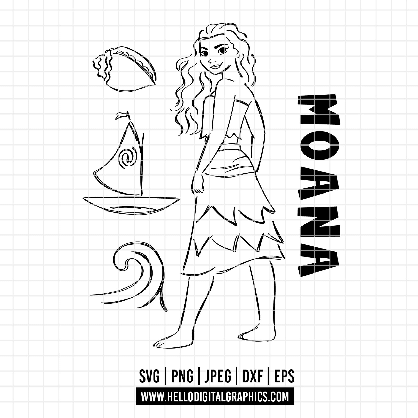 COD1997 - Moana svg, Princess svg, Disney svg, outine svg, Cricut, Sil ...