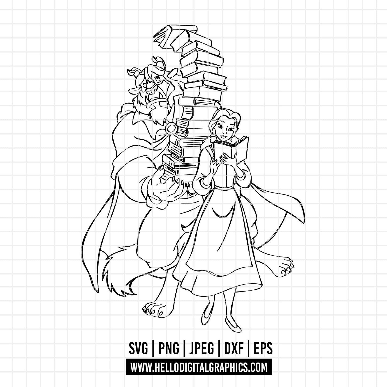 COD2005 - Beauty and the beast svg, bella svg, beast svg, outline svg ...