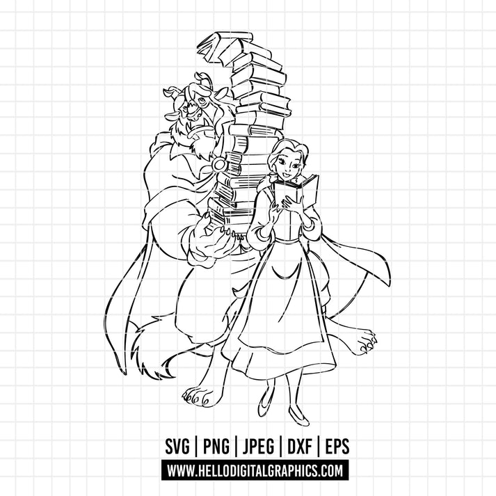 COD2005 - Beauty and the beast svg, bella svg, beast svg, outline svg ...