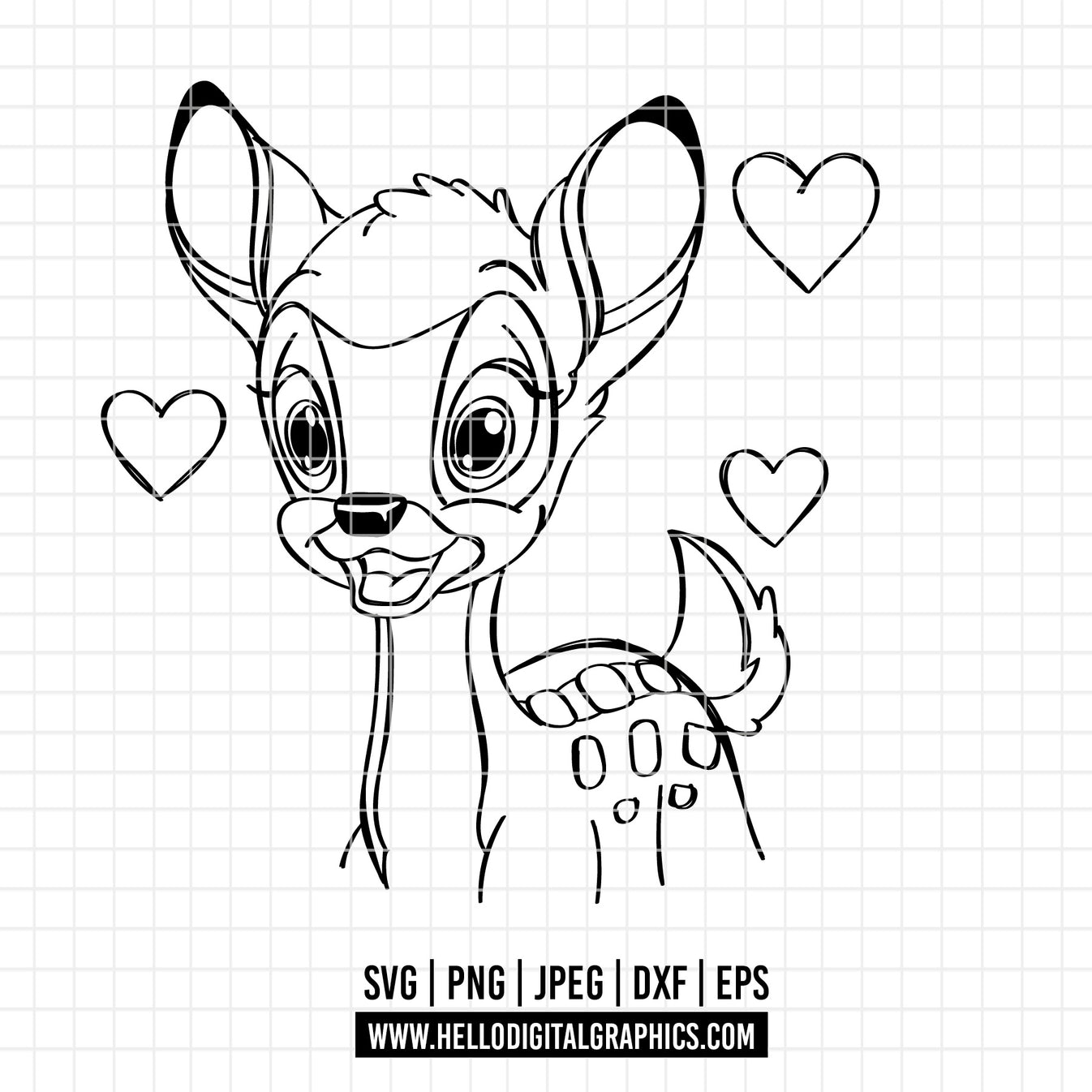 COD2044 - bambi svg, bambi png, bambi clipart, disney svg, cricut, sil ...