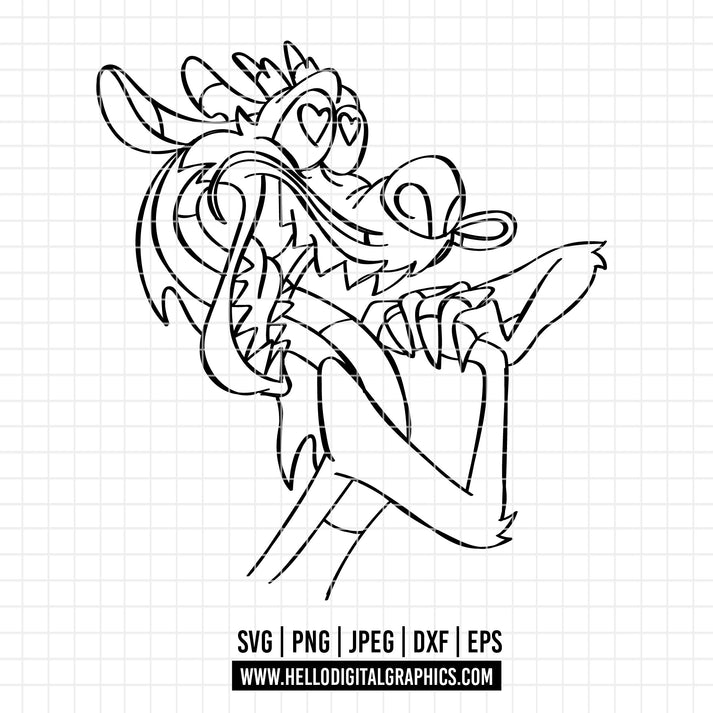 COD2125- Mushu svg, Mulan svg, Disney svg, Disney princess svg, outlin ...