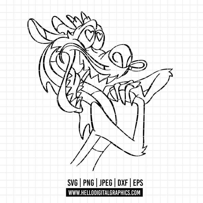 COD3379- Mushu svg, Mulan svg, Disney svg, Disney princess svg, outlin ...