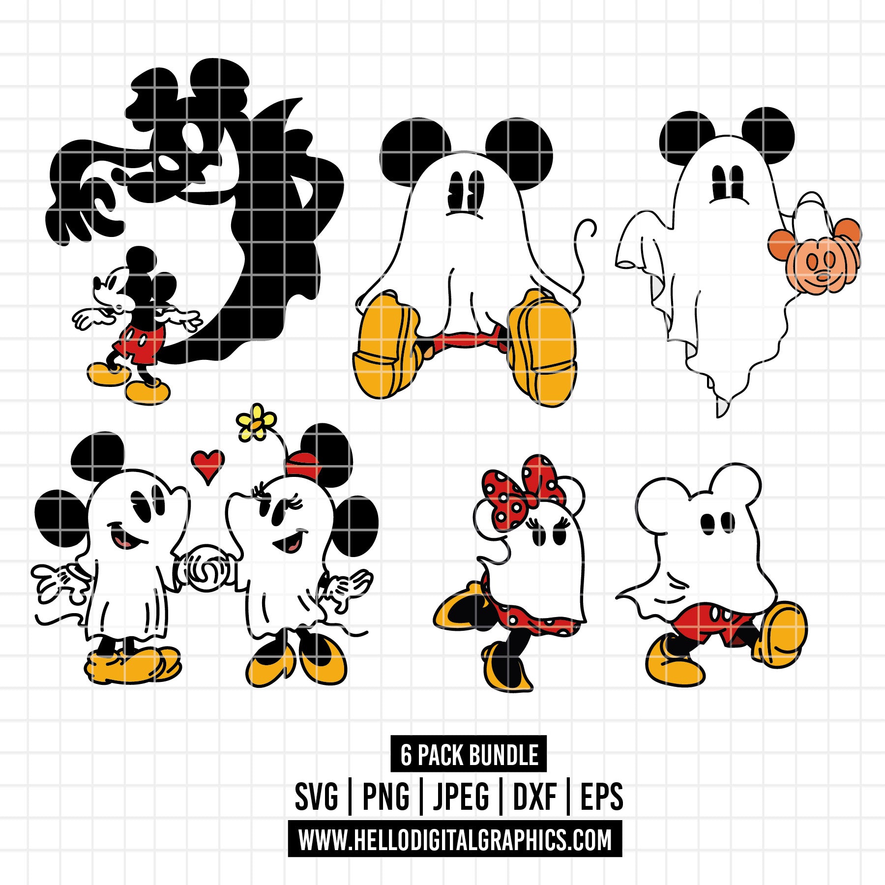 COD2204- Mickey and minnie ghost svg, mickey ghost svg, Minnie ghost s ...
