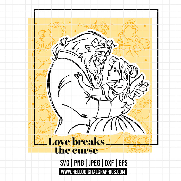 COD2368 - Beauty and the beast svg, bella svg, beast svg, outline svg ...