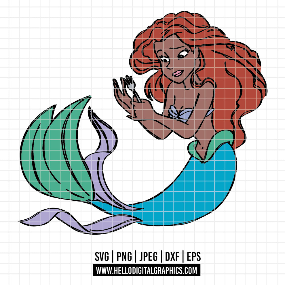 COD2438- The little mermaid african american , black ariel princess SV ...