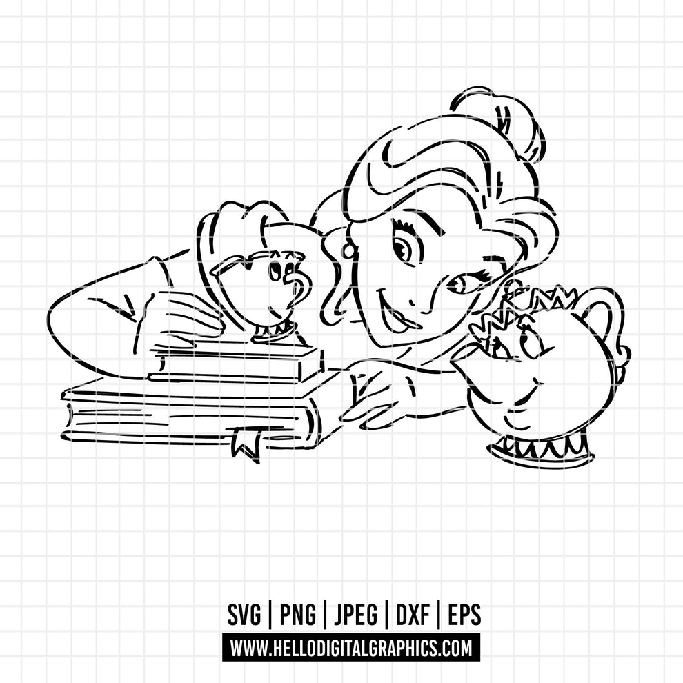 COD2492 - Beauty and the beast svg, bella svg, beast svg, outline svg ...