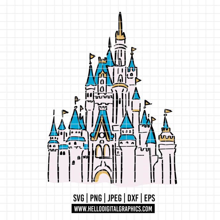 COD2501- Castle svg, disney castle svg, disney svg, tinker bell svg, c ...