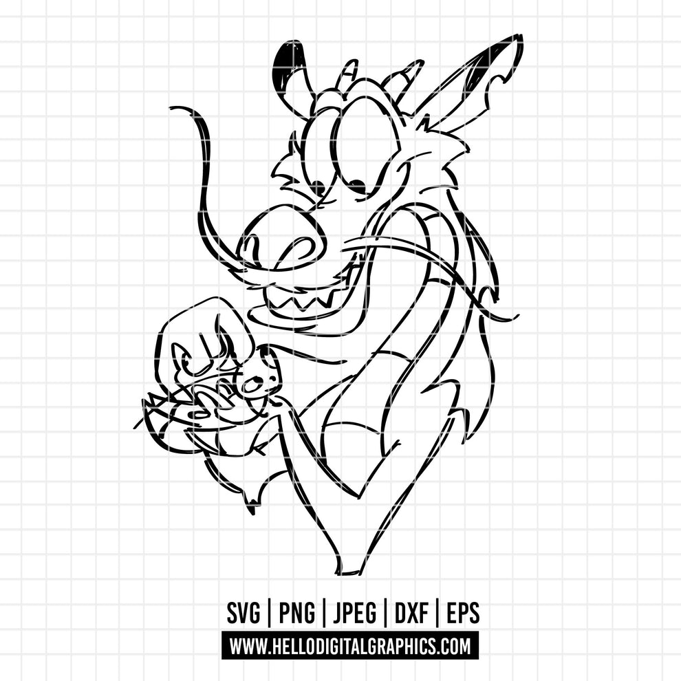 COD3427 - Mushu svg, Mulan svg, Disney svg, Disney princess svg, outli ...