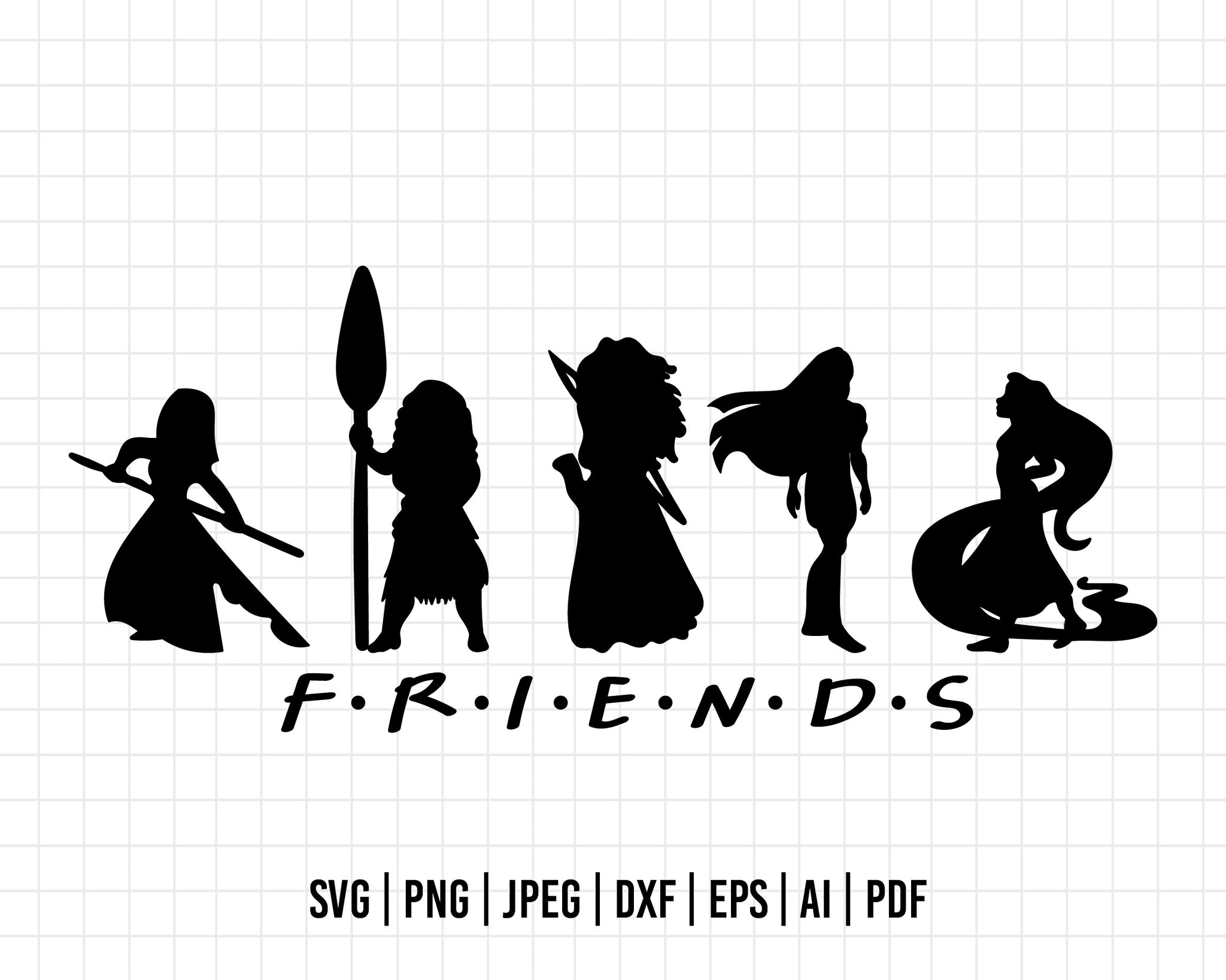 COD331 - Princess friends svg, Princess svg, Disney svg, Cricut, Silho ...