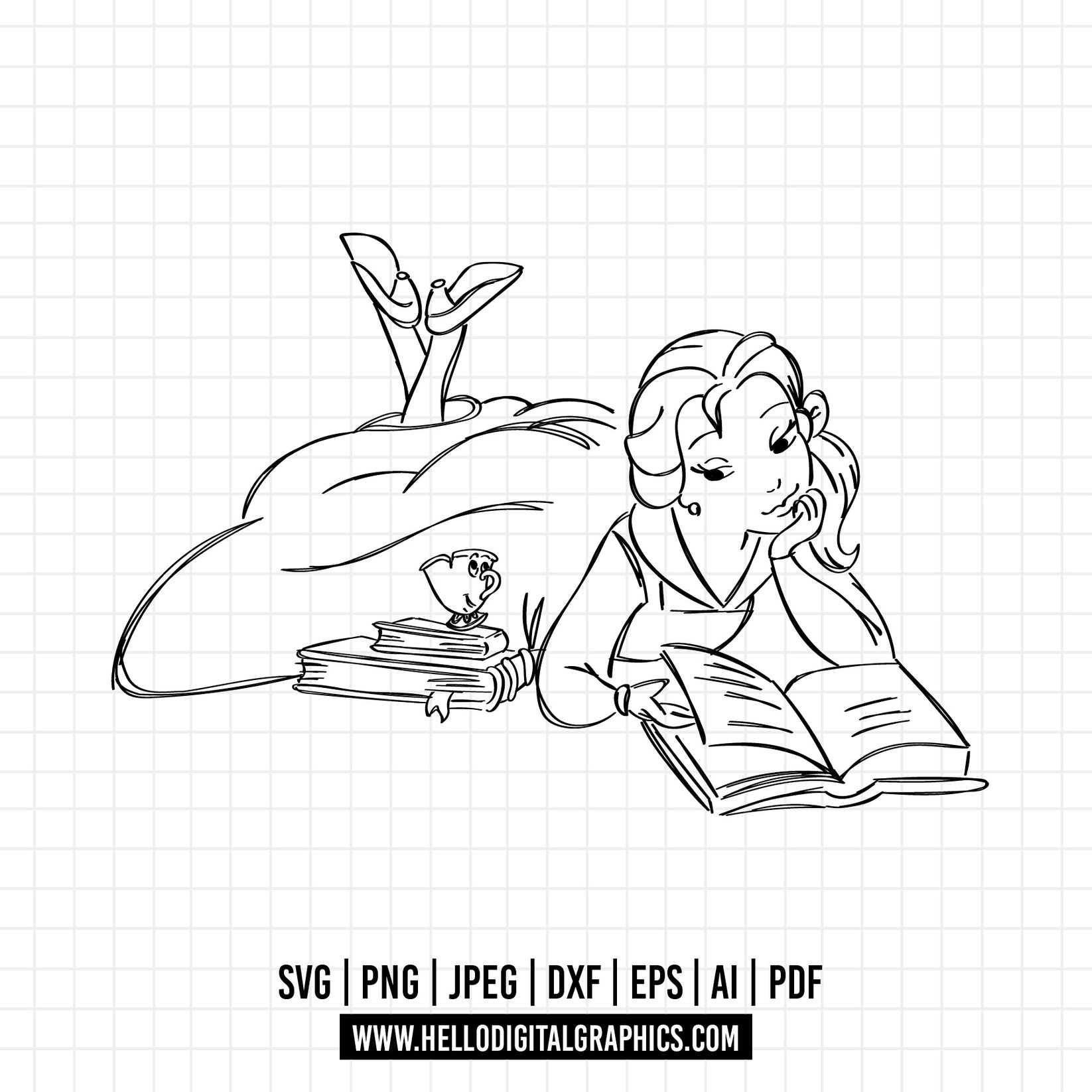 COD622- Beauty and the beast svg, bella svg, beast svg, outline svg, c ...