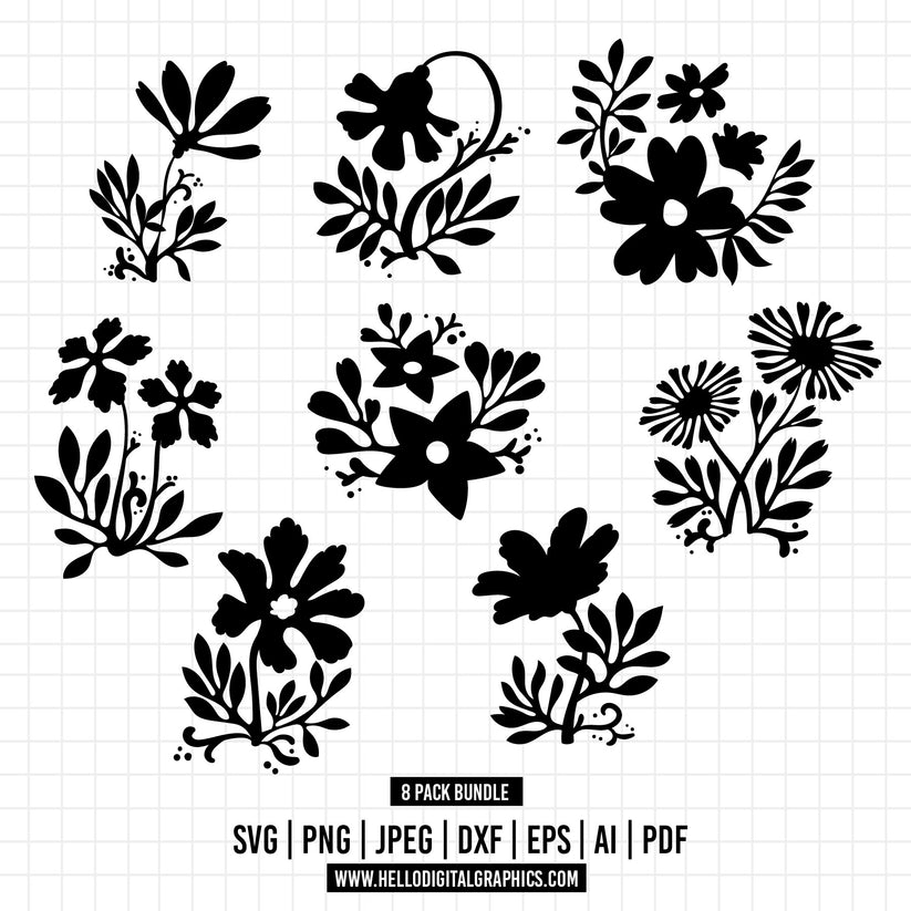 COD660- Flowers LineArt Svg, Flower Bouquets Svg, Line Art Svg/Minimal ...