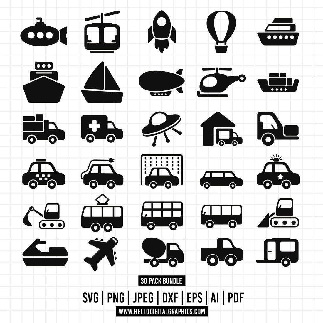 COD663- Vehicles Svg Bundle, Transportation Svg, Airplane Svg, Vehicle ...