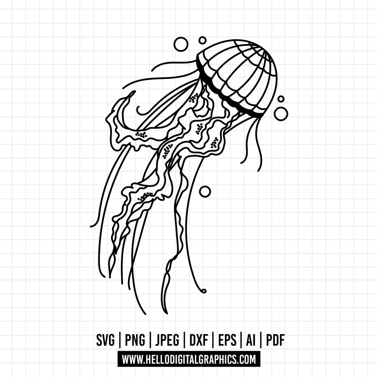 COD758- Jellyfish SVG DXF, svg for Cricut, jellyfish cut file for lase ...