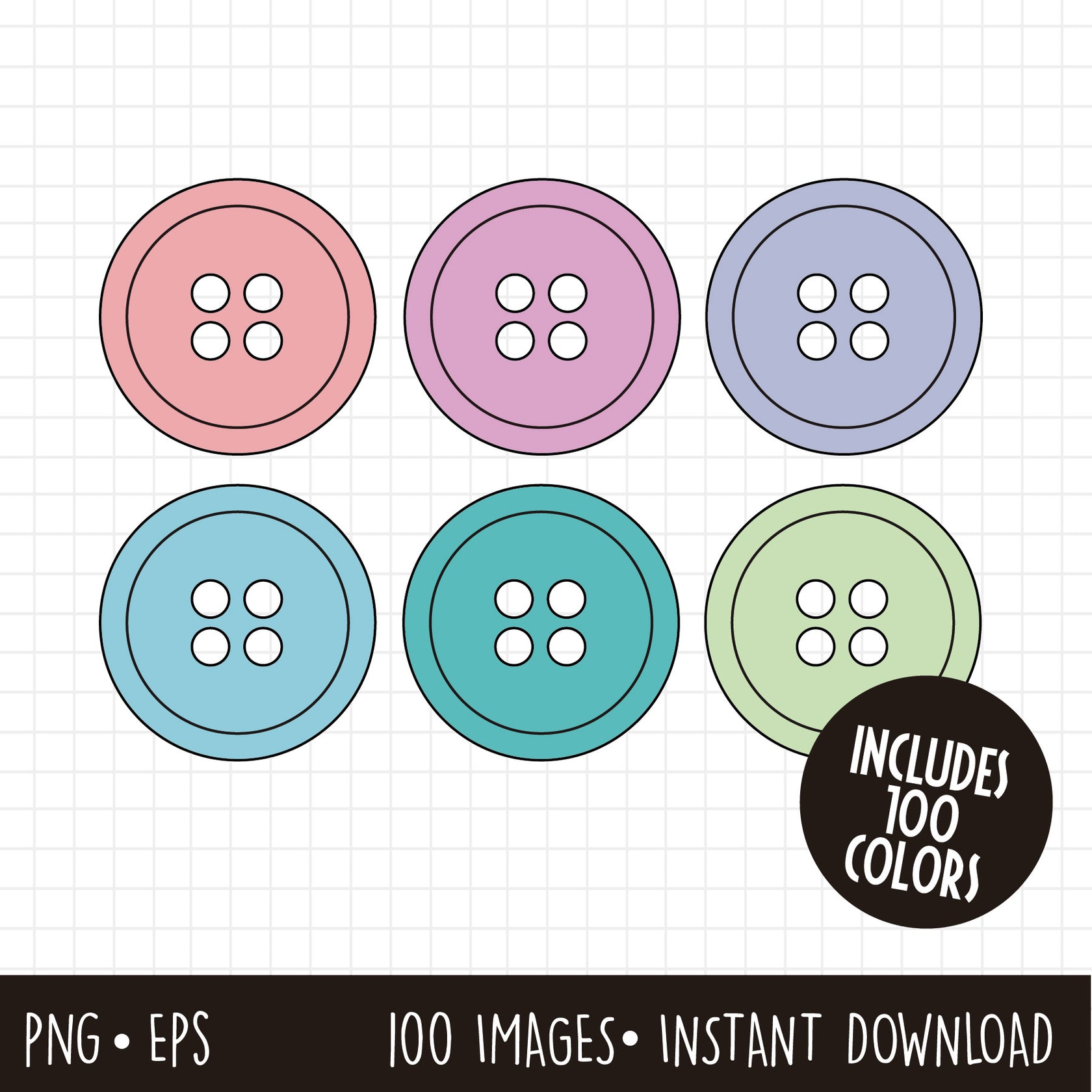 COD784 - 100 Button Clip Art, Commercial Use Instant Download PNG Butt ...